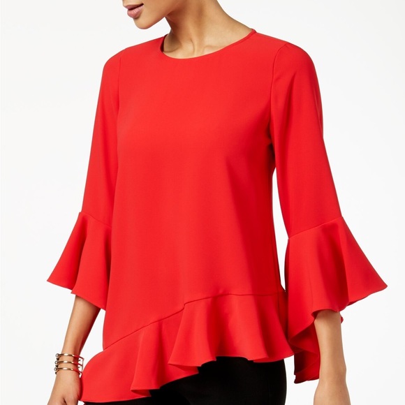 Alfani | Tops | Alfani Asymmetrical Bell Sleeve Top | Poshmark